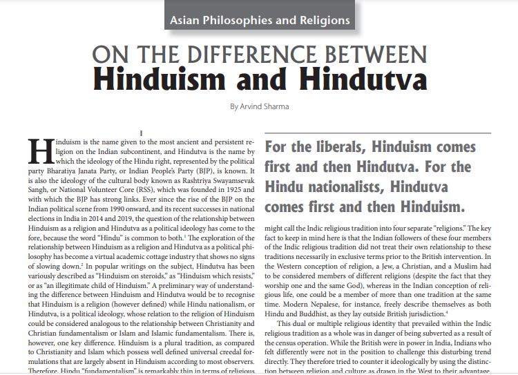 ON THE DIFFERENCE BETWEEN Hinduism and Hindutva - Hindutva Watch